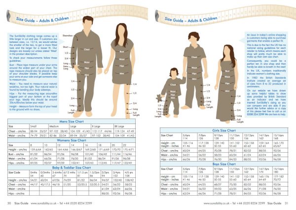 Size Charts - Sunsibility